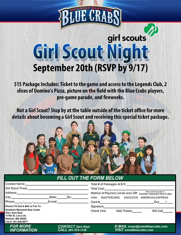 On Your Own: Girl Scout Night with Southern Maryland Blue Crabs | PGMA ...
